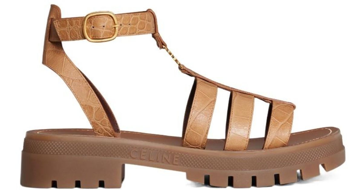Celine Clea Triomphe Gladiator Sandal in Brown | Lyst