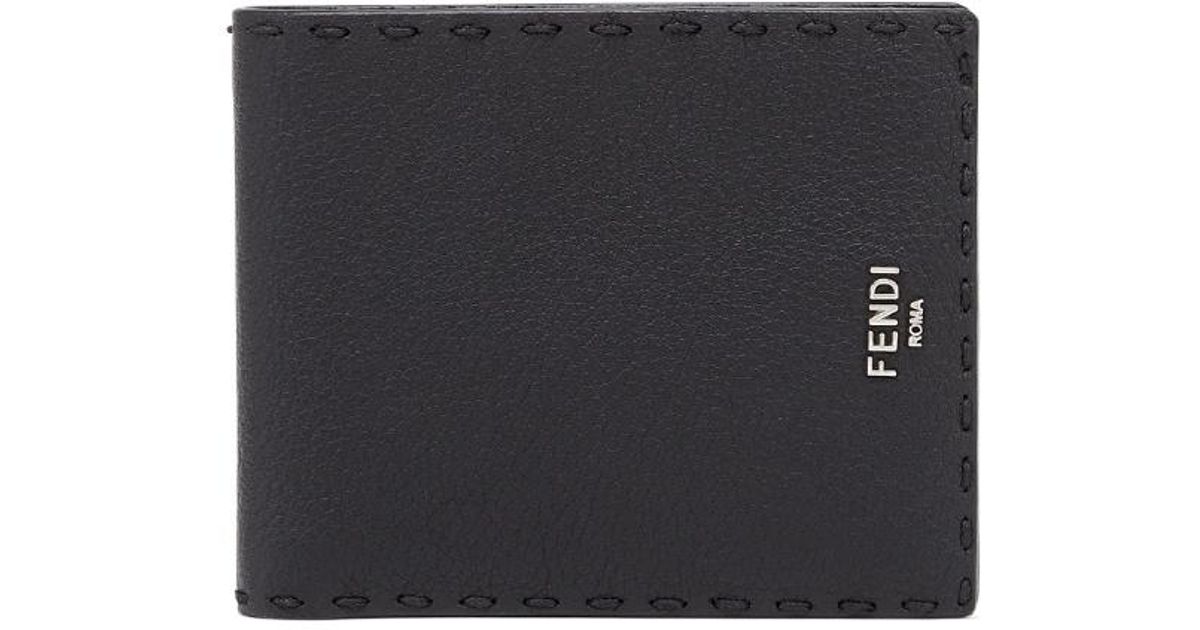 Fendi Logo-Lettering Bi-Fold Wallet in Black for Men | Lyst
