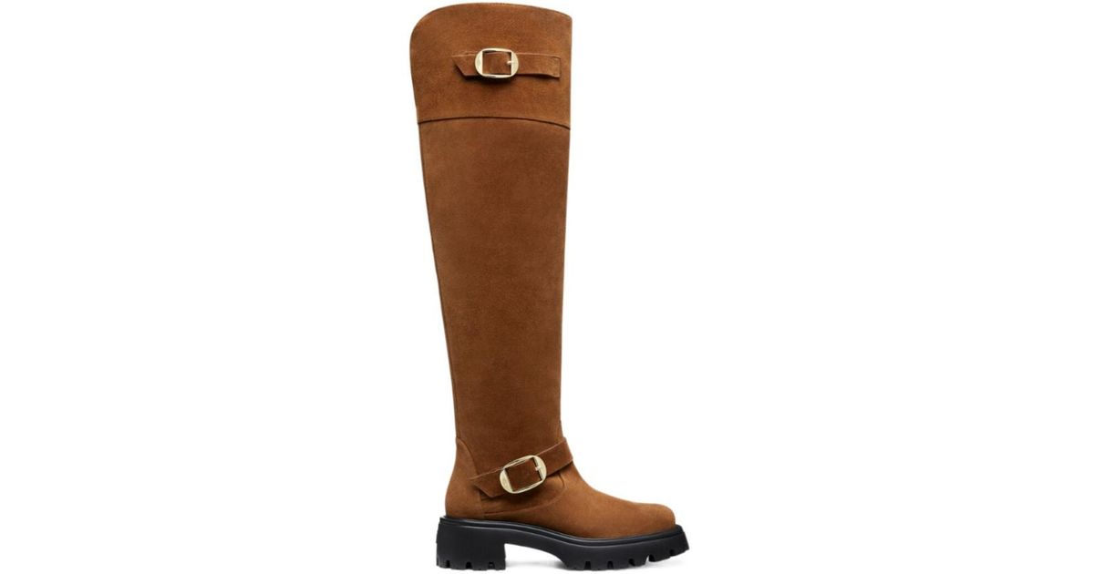Stuart Weitzman 50Mm Emerson Moto Boots in Brown | Lyst