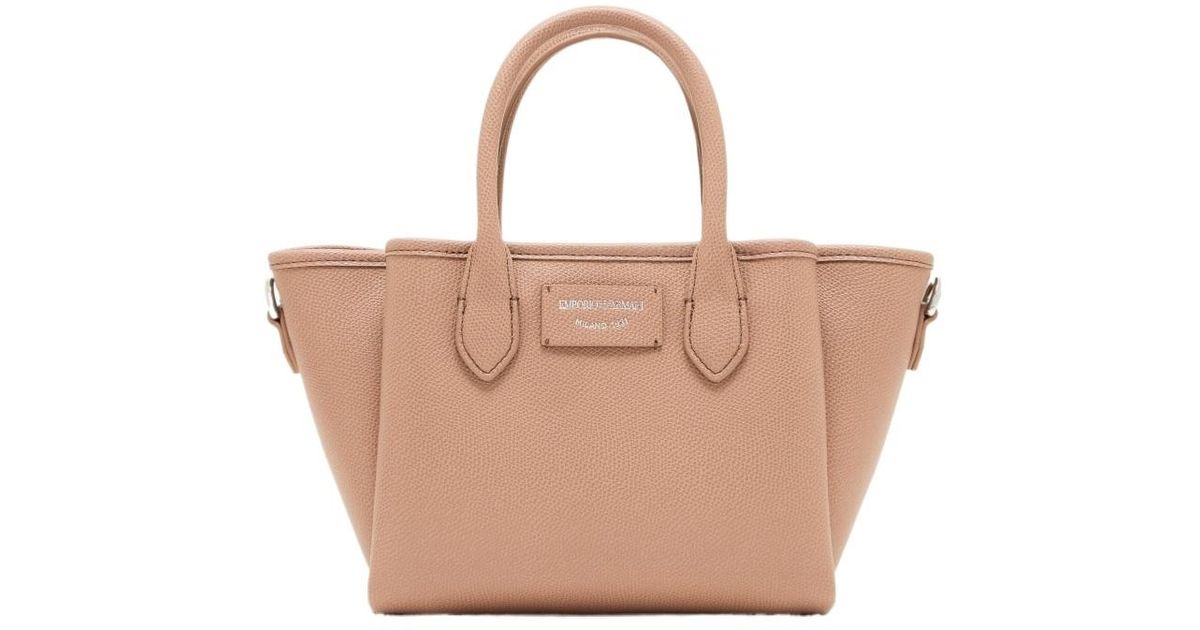 Emporio Armani Logo Patch Top Handle Bag in Natural | Lyst UK