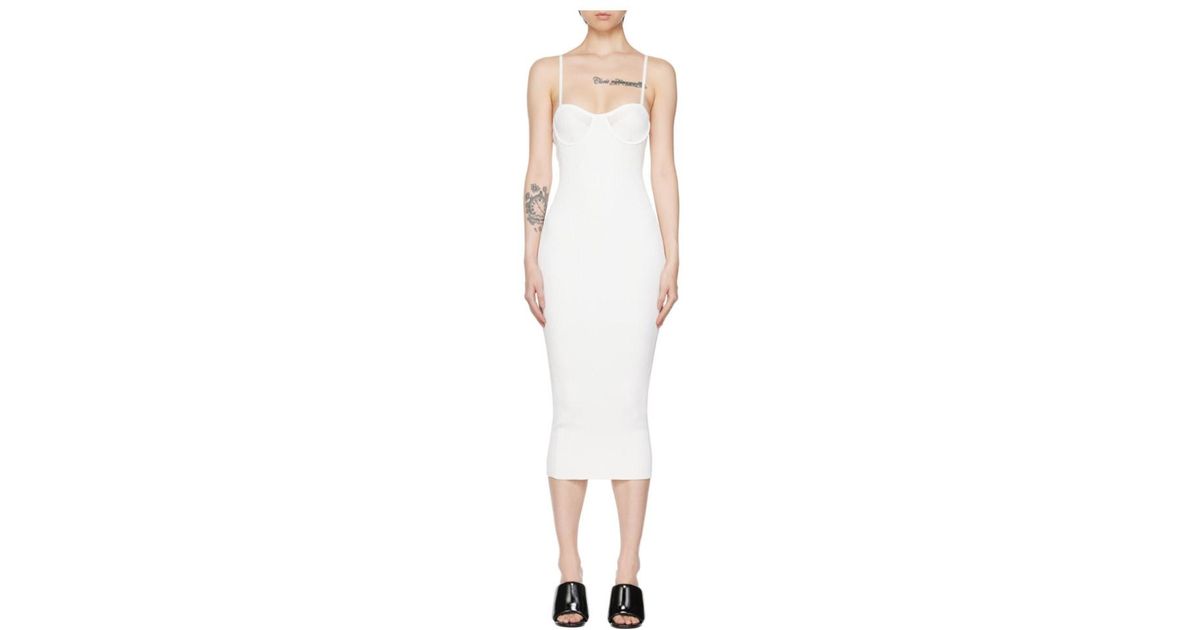 Helmut Lang Bra Mid-Length Dress in White | Lyst