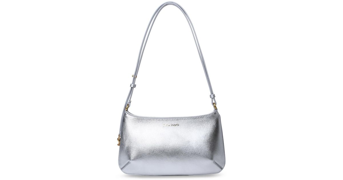 Palm Angels Logo Lettering Metallic Effect Shoulder Bag in White | Lyst
