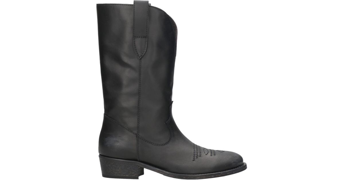 Via Roma 15 Stitched Pattern Boots in Black | Lyst