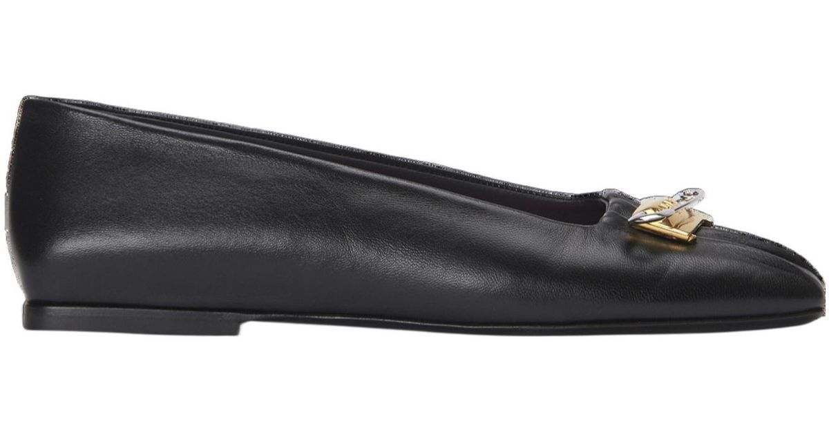 Balmain Square-Toed Ballet Flats in Black | Lyst