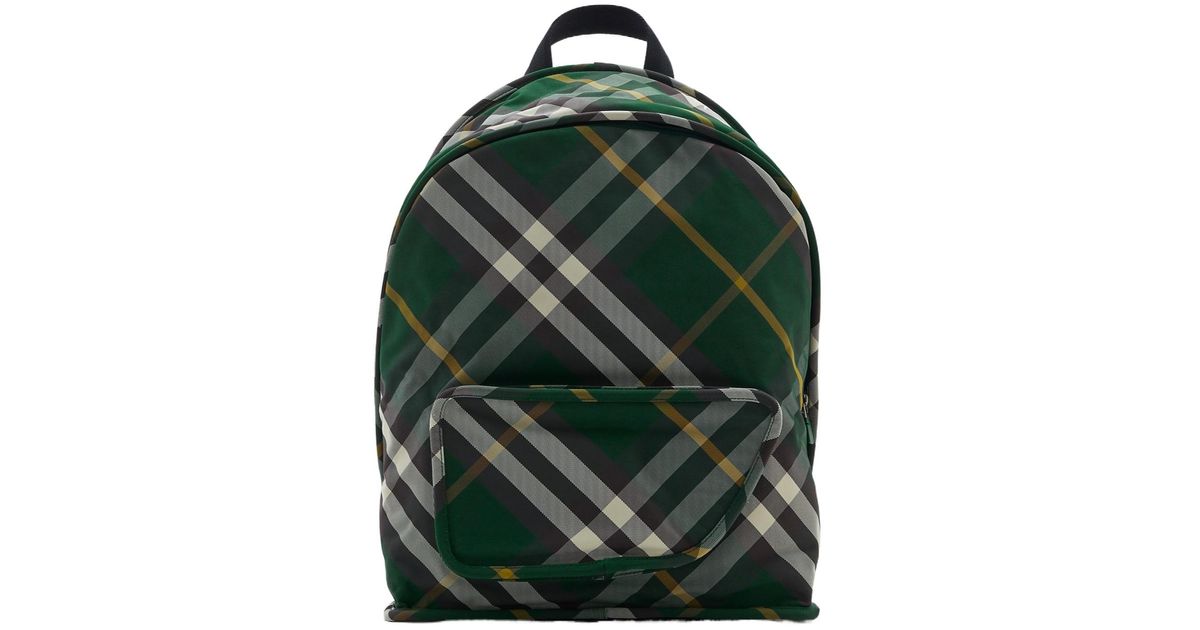 Burberry Shield Vintage-Check Backpack in Green for Men | Lyst