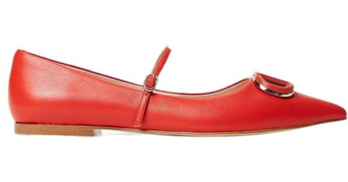 Twin Set 'Oval T' Ballet Shoes in Red | Lyst