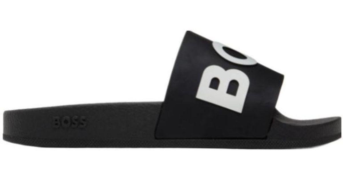 BOSS Bay Logo Sandals in Black for Men | Lyst