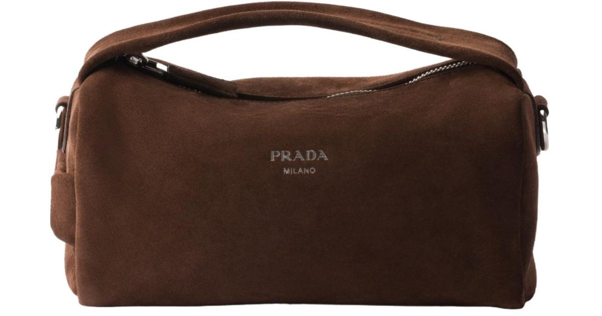 Prada Suede Leather Shoulder Bag in Brown for Men | Lyst