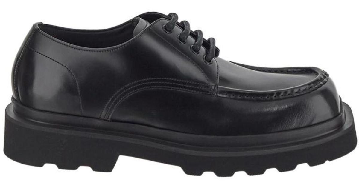 Dolce & Gabbana Square-Toe Leather Derby Shoes in Black for Men | Lyst