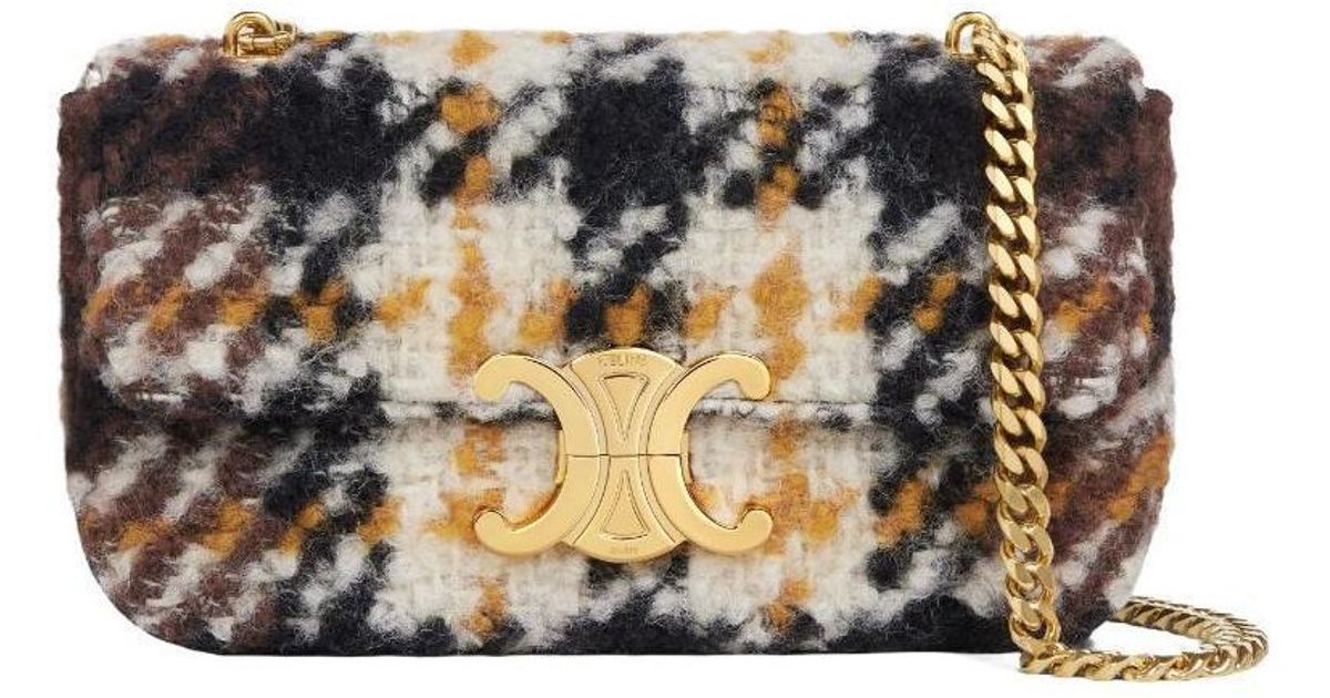 Celine Chain Shoulder Bag Triomphe in Black | Lyst