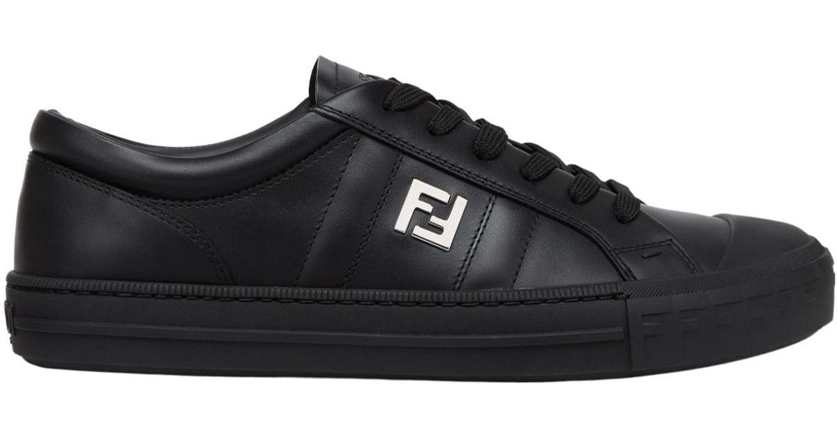 Fendi Leather Low-Tops in Black for Men | Lyst