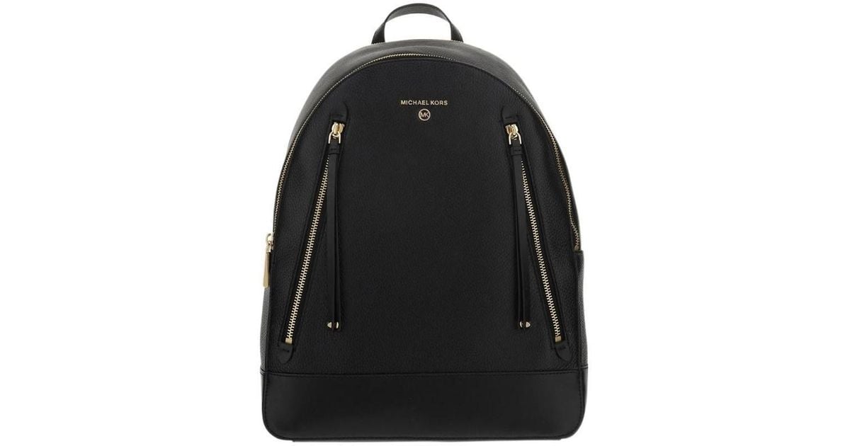 Michael Kors Brooklyn Large Faux Leather Backpack in Black | Lyst