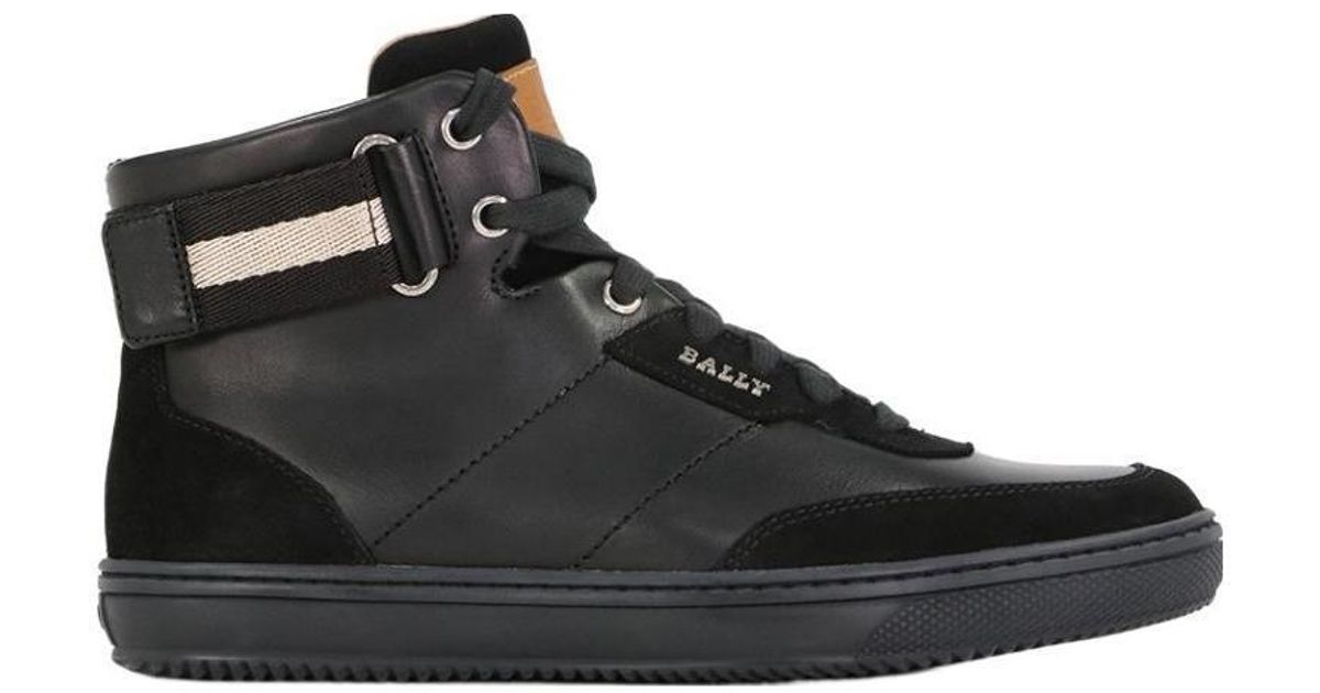 Bally Logo High-Top Casual Sneakers in Black for Men | Lyst