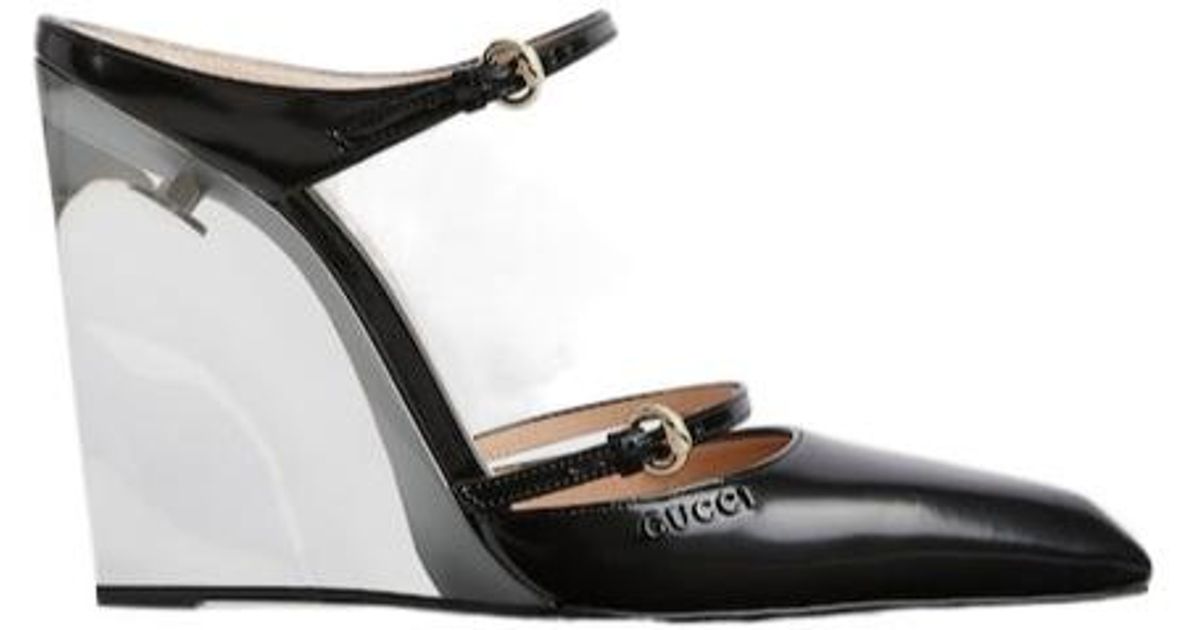 Gucci Wedge Mules in Black | Lyst