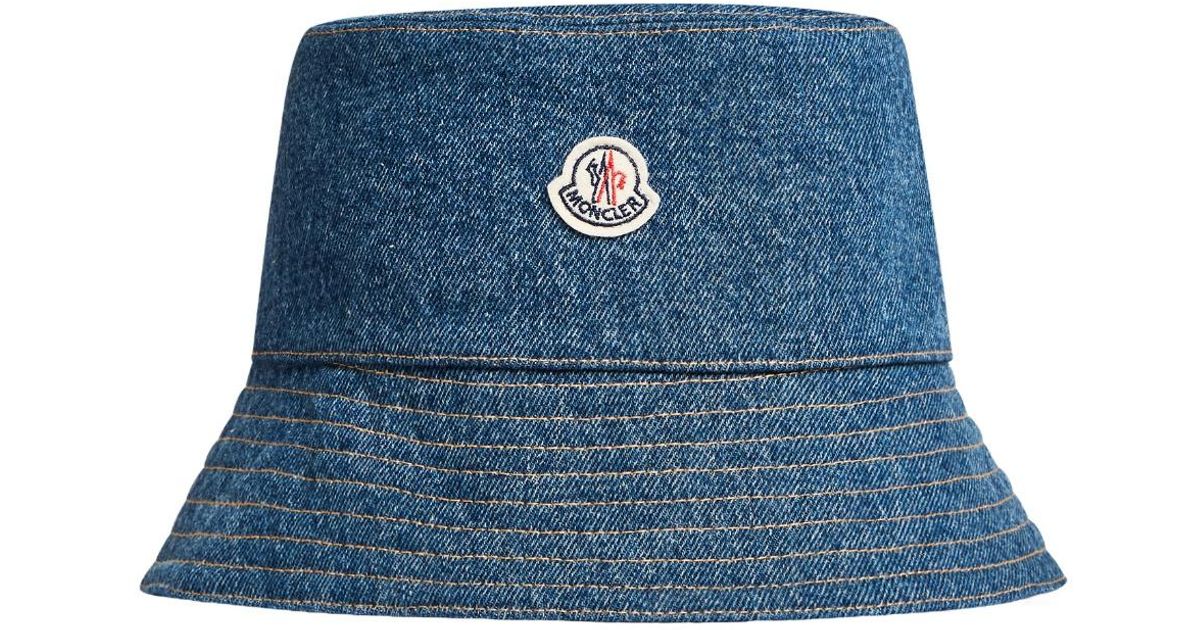 Moncler Logo Sticker Fisherman Hat in Blue | Lyst