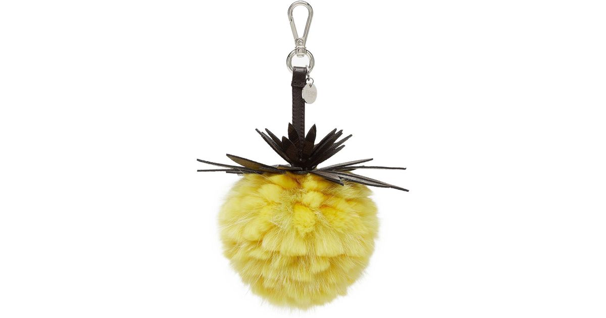 Fendi Rabbit Fur And Fox Fur Charm in Yellow | Lyst