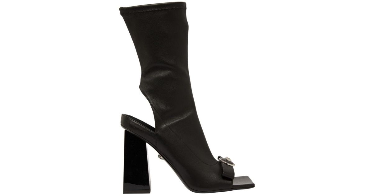 Versace Square Toe Short Boots in Black | Lyst