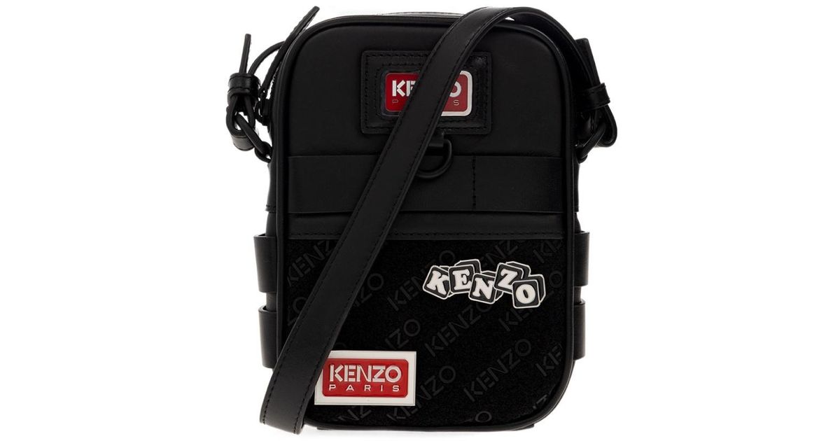 KENZO Small Leather Jungle Cross-Body Bag in Black for Men | Lyst