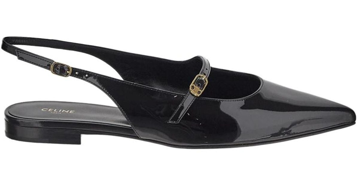 Celine Slingback Flat Sole in Black | Lyst