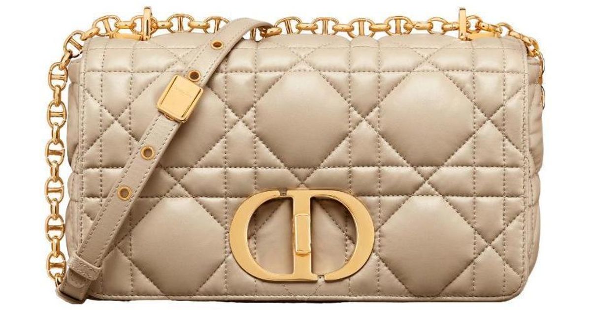 Dior Medium Logo Shoulder Bag in Natural | Lyst