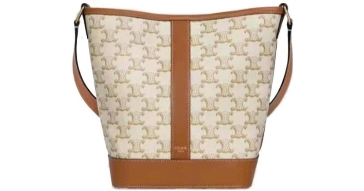 Celine Small Bucket in White | Lyst