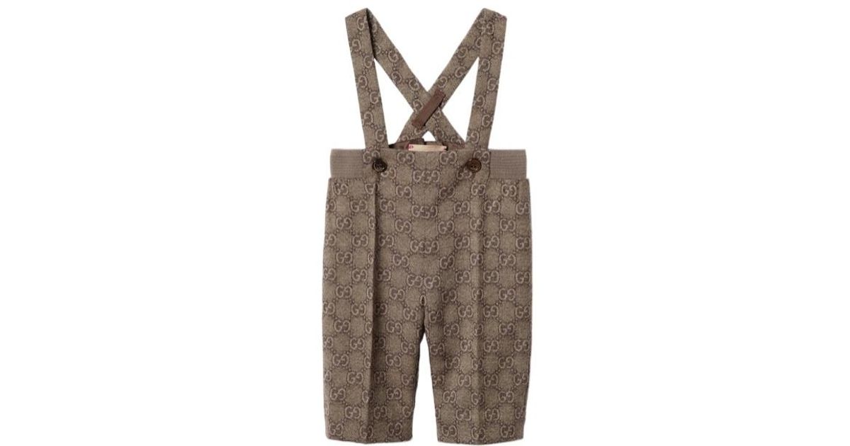 Gucci Baby Gg Wool Flannel Overall in Brown | Lyst