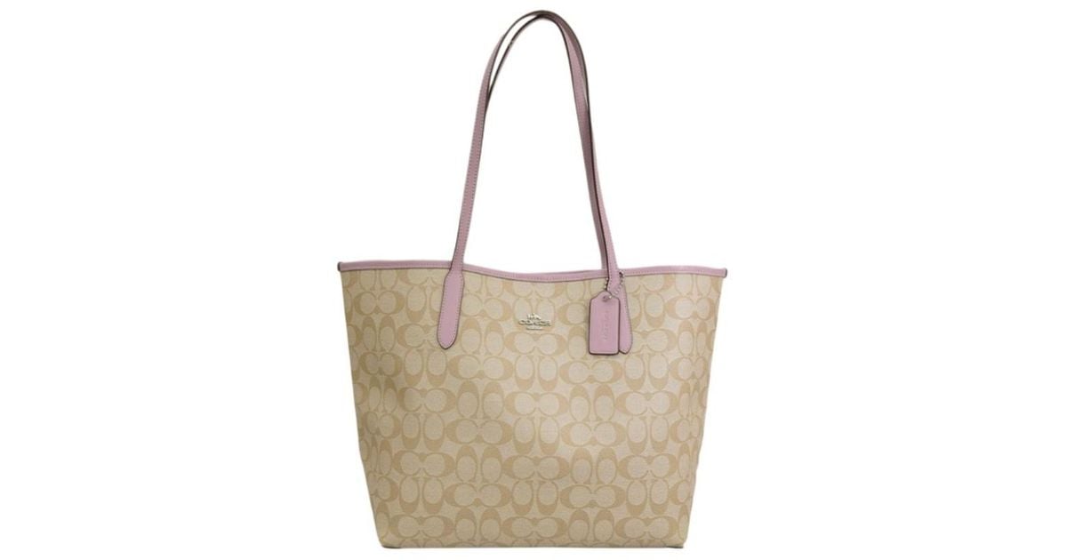 COACH Logo Tote Handbag in Natural | Lyst