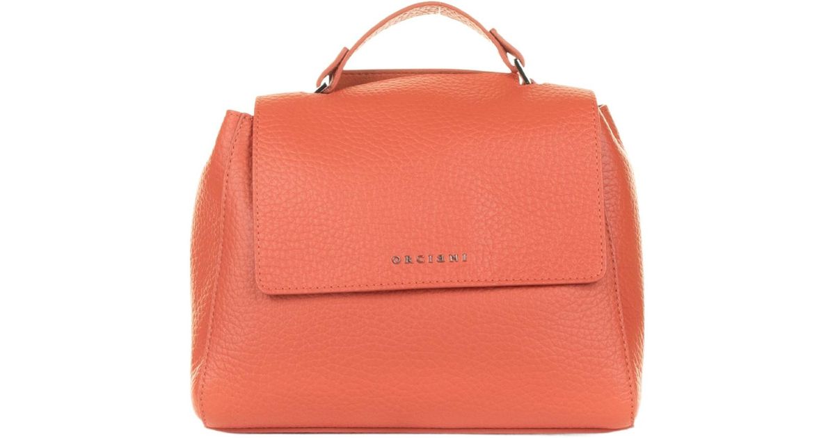 Orciani Sveva Logo Lettering Small Handbag in Orange | Lyst