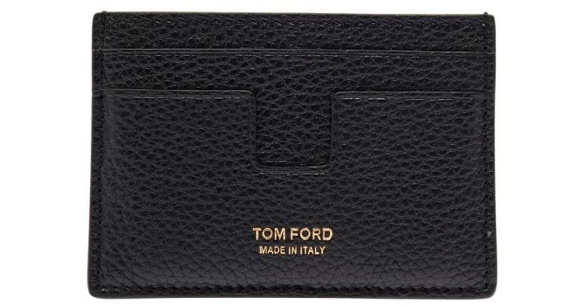 Tom Ford T Line Grain Card Holder in Black for Men | Lyst
