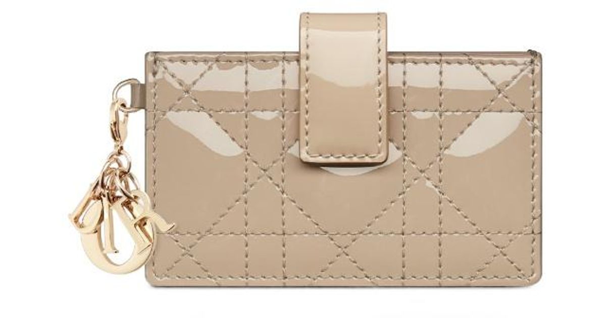 Dior Lady Jasmine Card Holder in Natural | Lyst