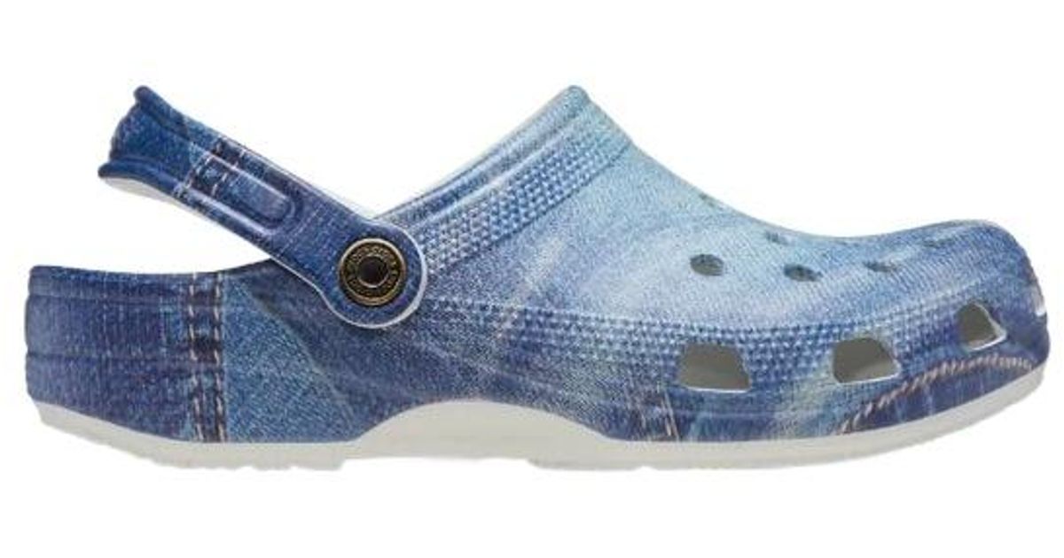 Crocs™ Classic Denim Pattern Sandals in Blue for Men | Lyst