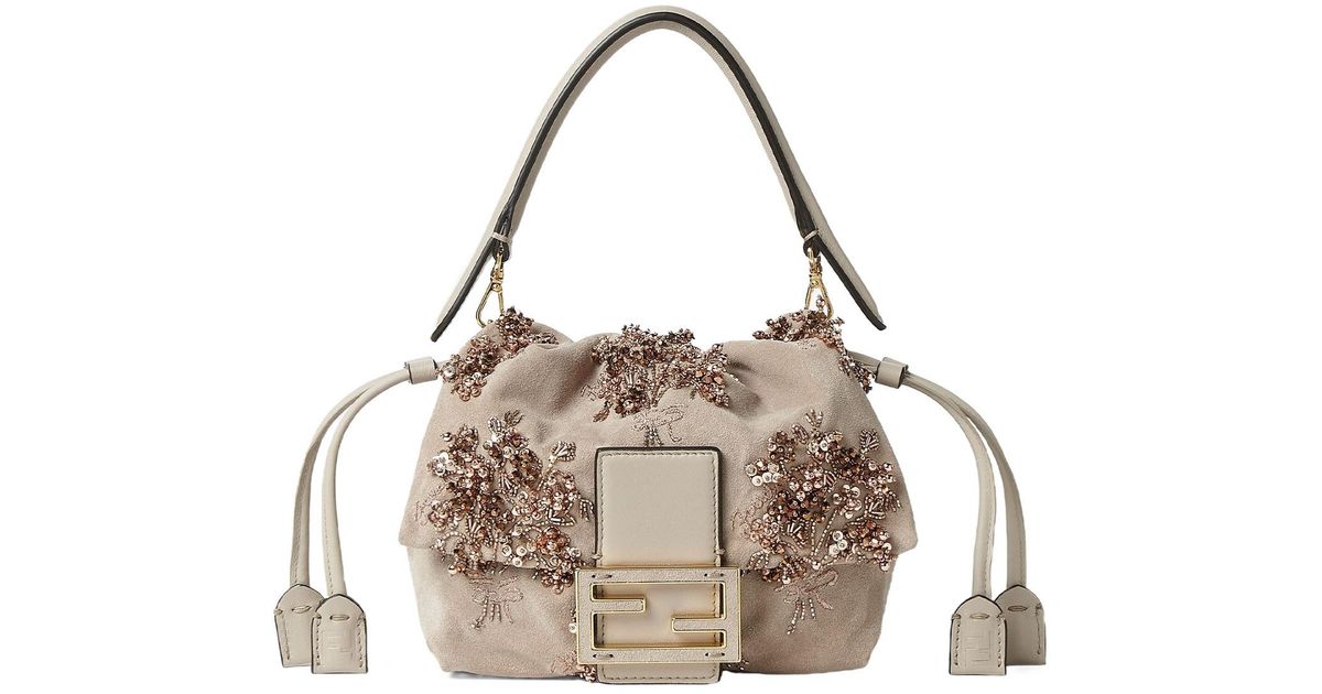 Fendi Suede Embroidered Mini Bag | Lyst