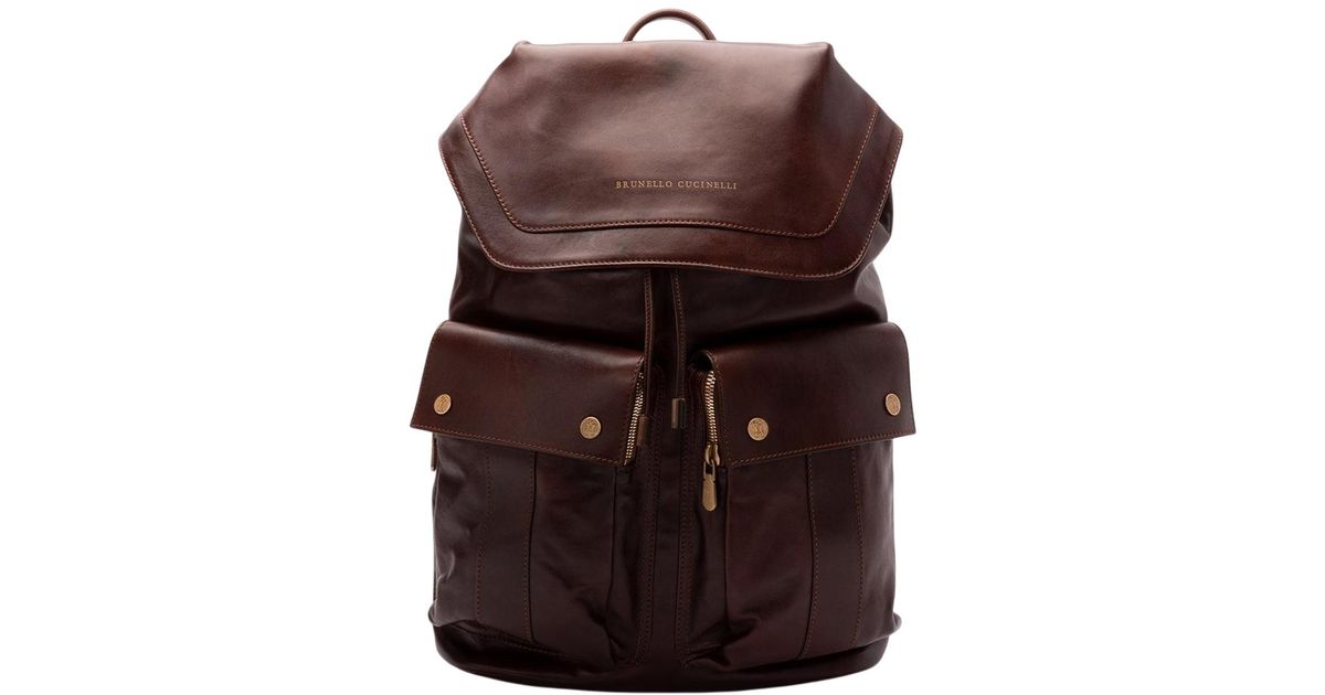 Brunello Cucinelli Classic Backpack in Brown for Men | Lyst