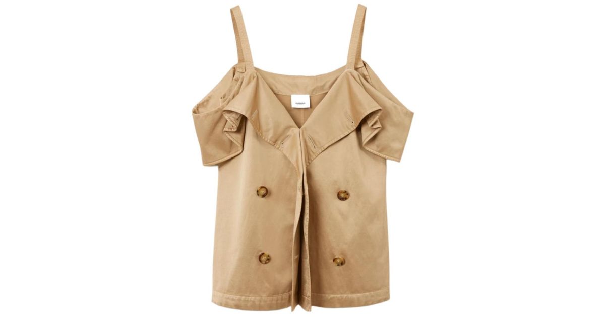 Burberry Cold-Shoulder Design Blouse in Natural | Lyst