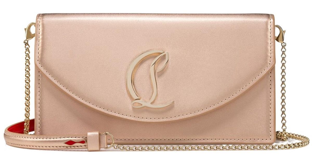 Christian Louboutin Logo-Plaque Leather Clutch Bag in Natural | Lyst