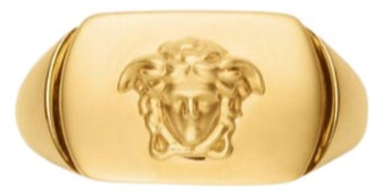 Versace Medusa-Embossed Logo-Engraved Signet Ring in Metallic for Men ...