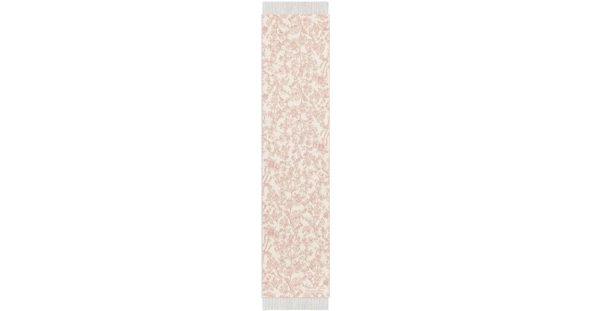 Dior Pattern Wool Cashmere Scarf in White | Lyst