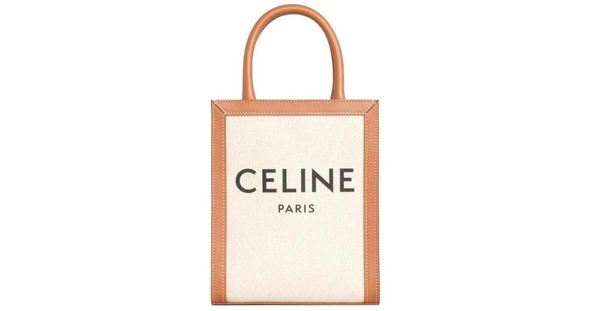 Celine Mini Vertical Cabas in Natural | Lyst