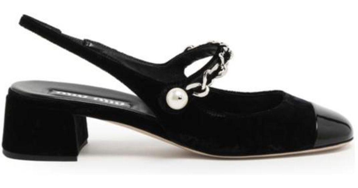 Miu Miu Iconic Bicolor High-Heeled Sandals in Black | Lyst