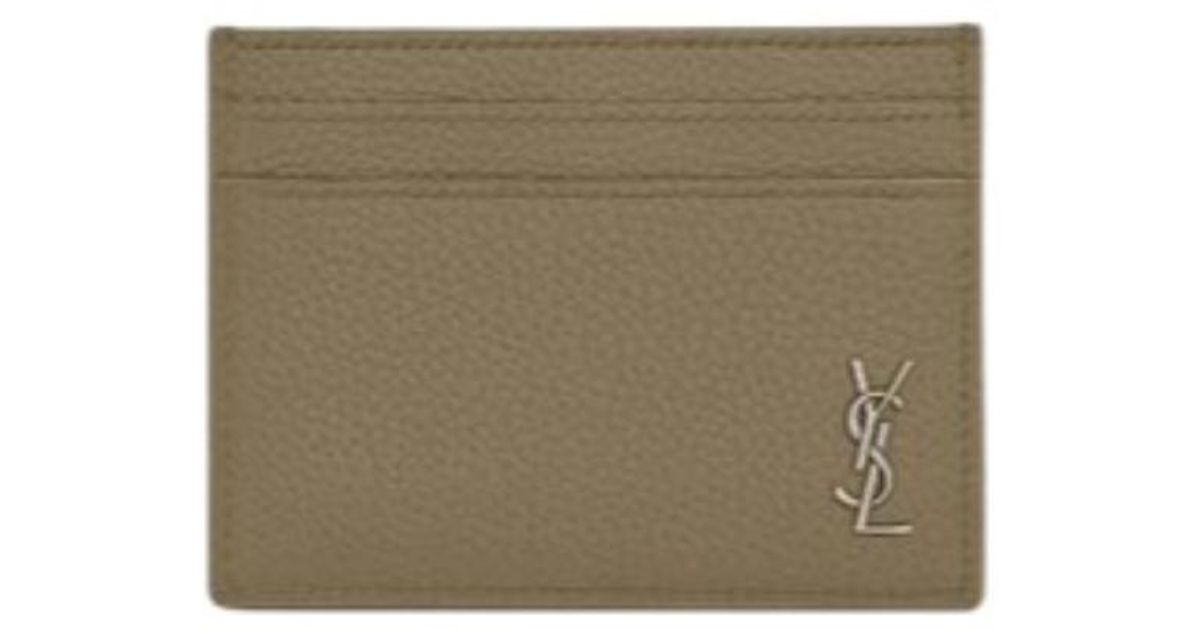 Saint Laurent Logo-Plaque Detail Card Holder in Natural for Men | Lyst