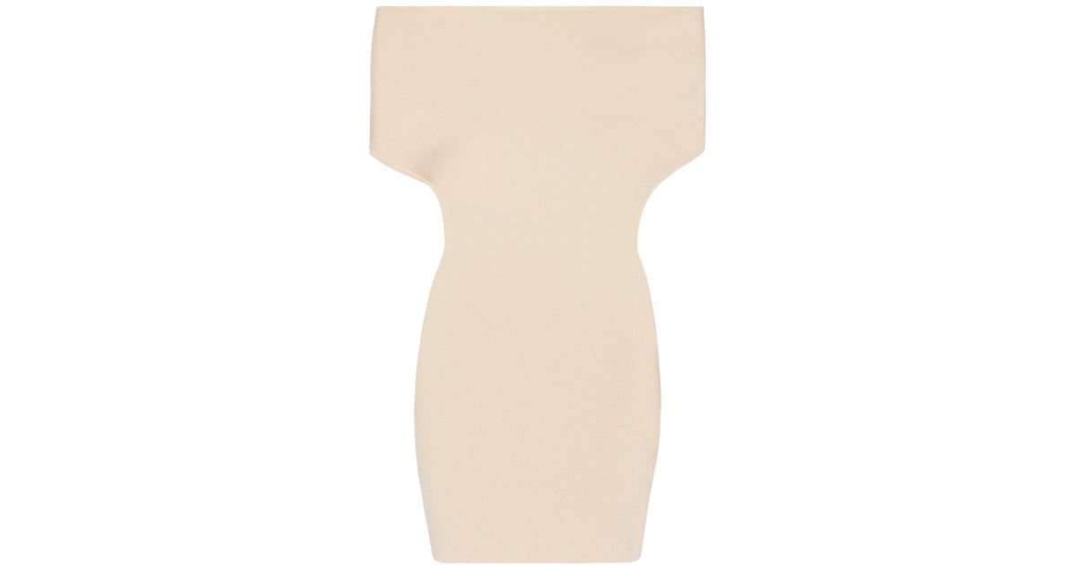 Jacquemus La Robe Cubista Off-Shoulder Dress in Natural | Lyst