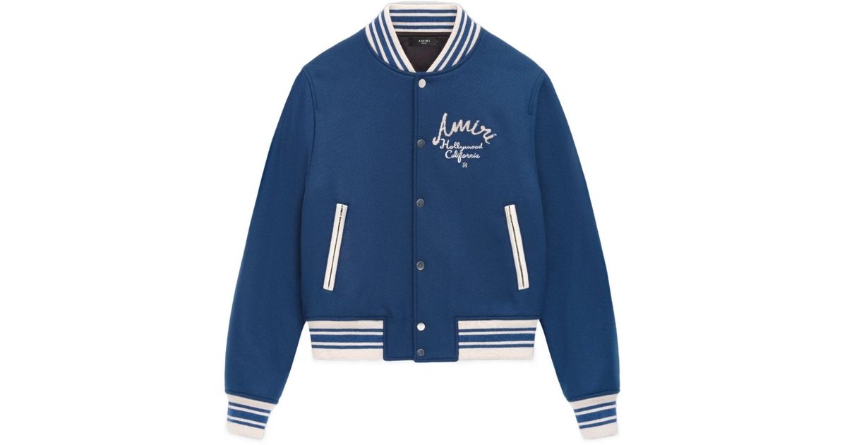 Amiri Long-Sleeved Wool Pilot Jacket in Blue for Men | Lyst