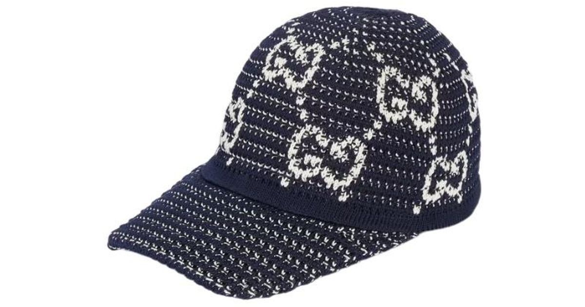 Gucci Gg Crochet Baseball Cap in Blue for Men | Lyst