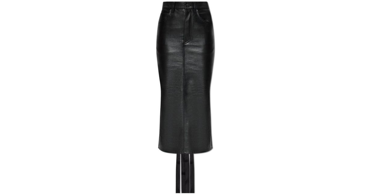 Balenciaga Laced Leather Skirt in Black | Lyst