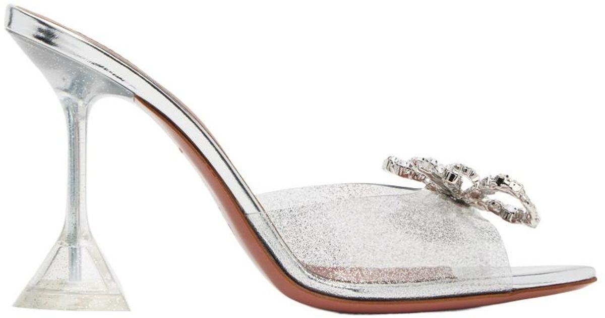 AMINA MUADDI Knotted Open-Toed High-Heeled Sandals in White | Lyst