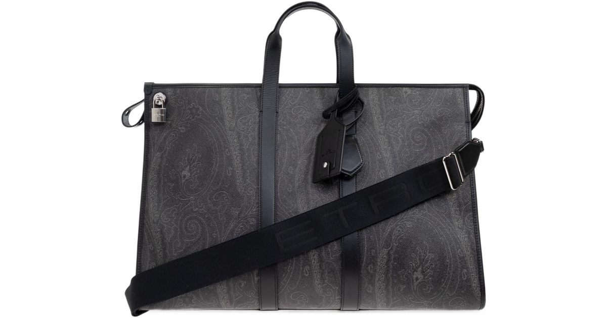 Etro Large Paisley-Print Strapped Travel Bag in Black for Men | Lyst