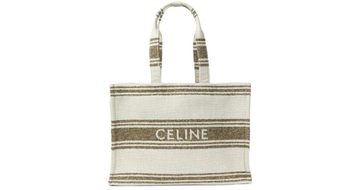 Celine Logo Tote Bag in Natural | Lyst