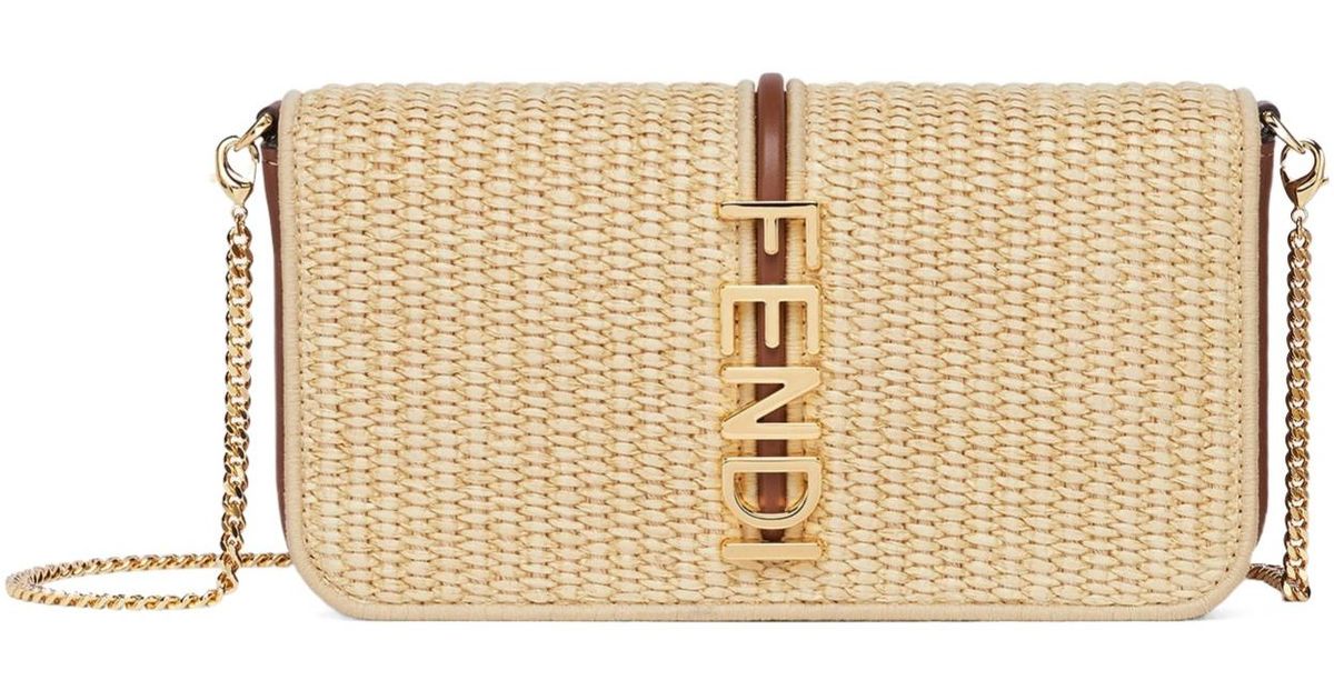 Fendi Graph Logo Shoulder Bag in Natural | Lyst