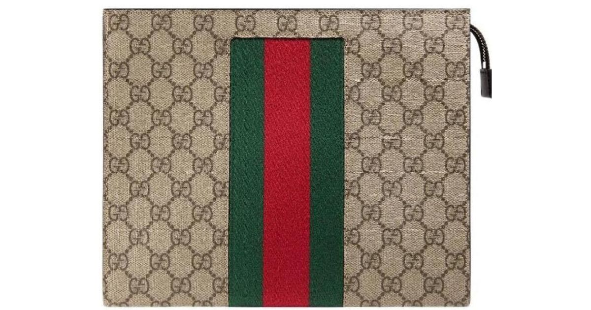 Gucci Web Gg Supreme Wash Bag in Green for Men | Lyst