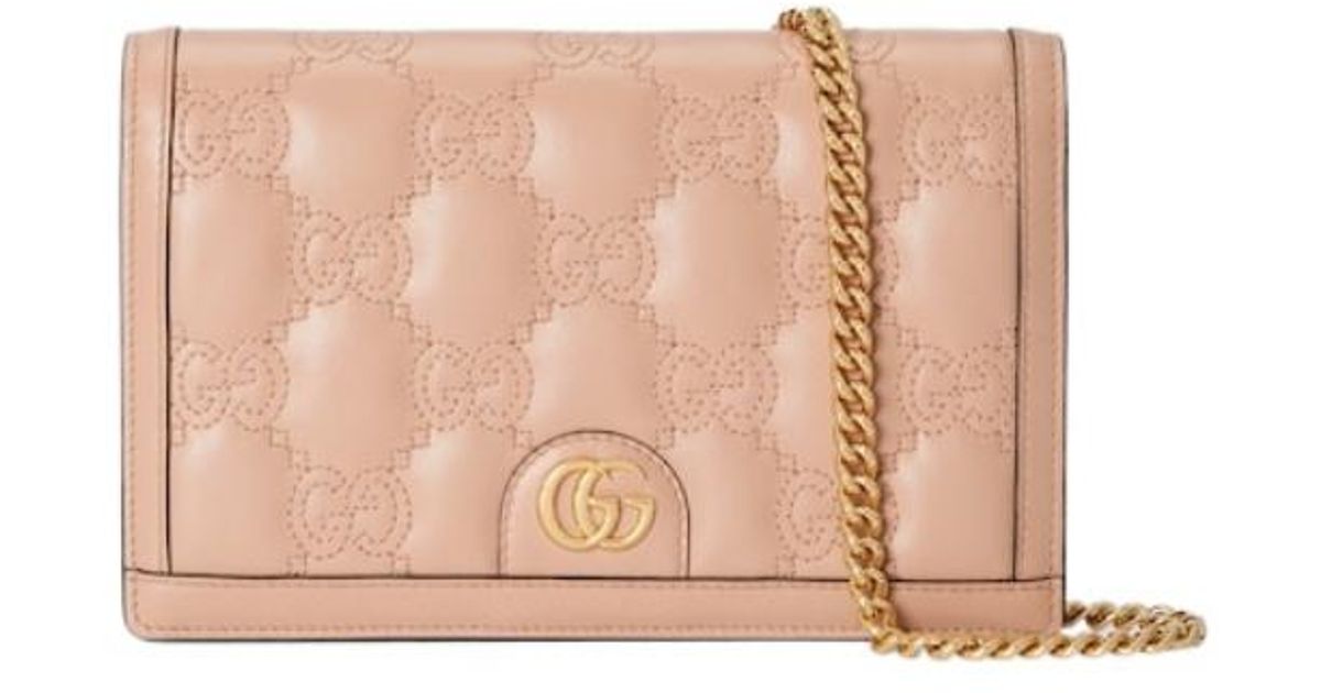 Gucci Gg-Logo Matelassé Wallet in Pink | Lyst
